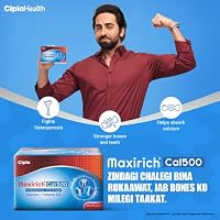 Cipla Maxirich Cal 500 (75 Tablets) | Calcium 500mg & Vitamin D3 | For ...