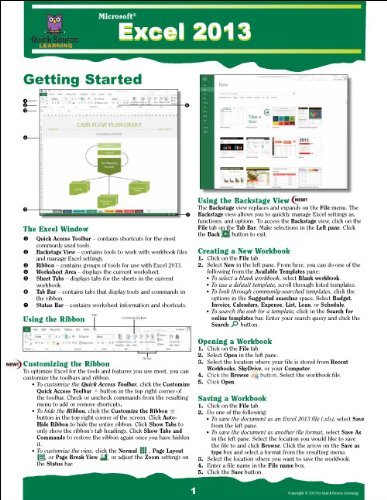 Excel 2013 Quick Source Reference Guide: Quick Source: 9781935518372 ...