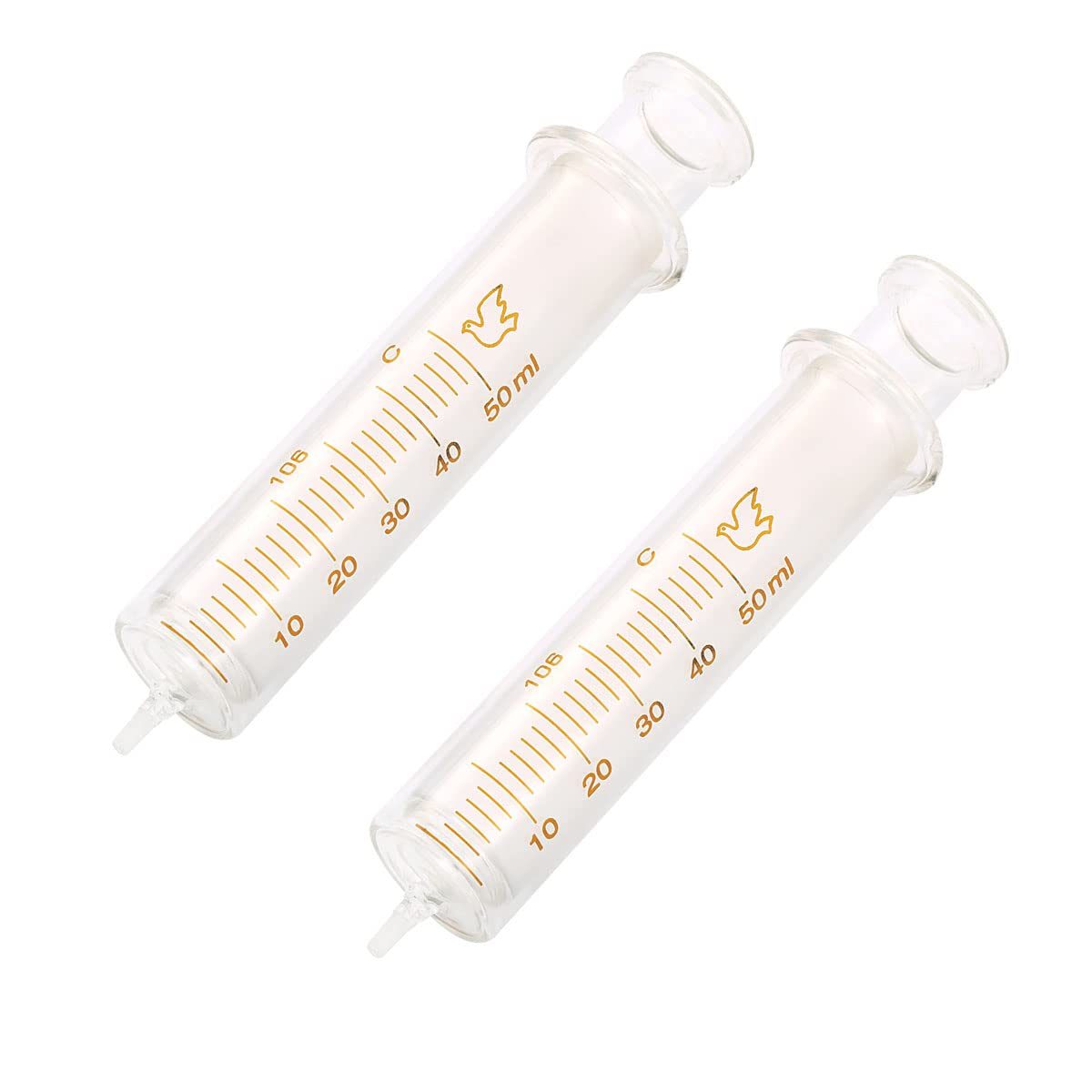 Amazon.com: Two 50ml Glass Syringes by Reusable Lab Standard, Clear ...