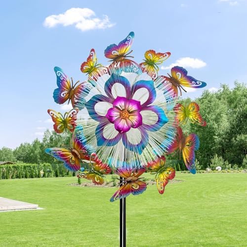 Amazon.com: Solar 45" Butterfly Garden Wind Spinner, Metal Clearance ...