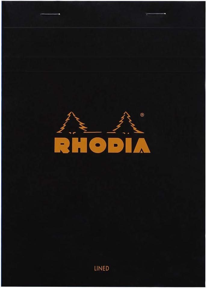 RHODIA 182012C - Stapled Notepad "Le R" No. 18 Black - A4 - Lined - 70 ...