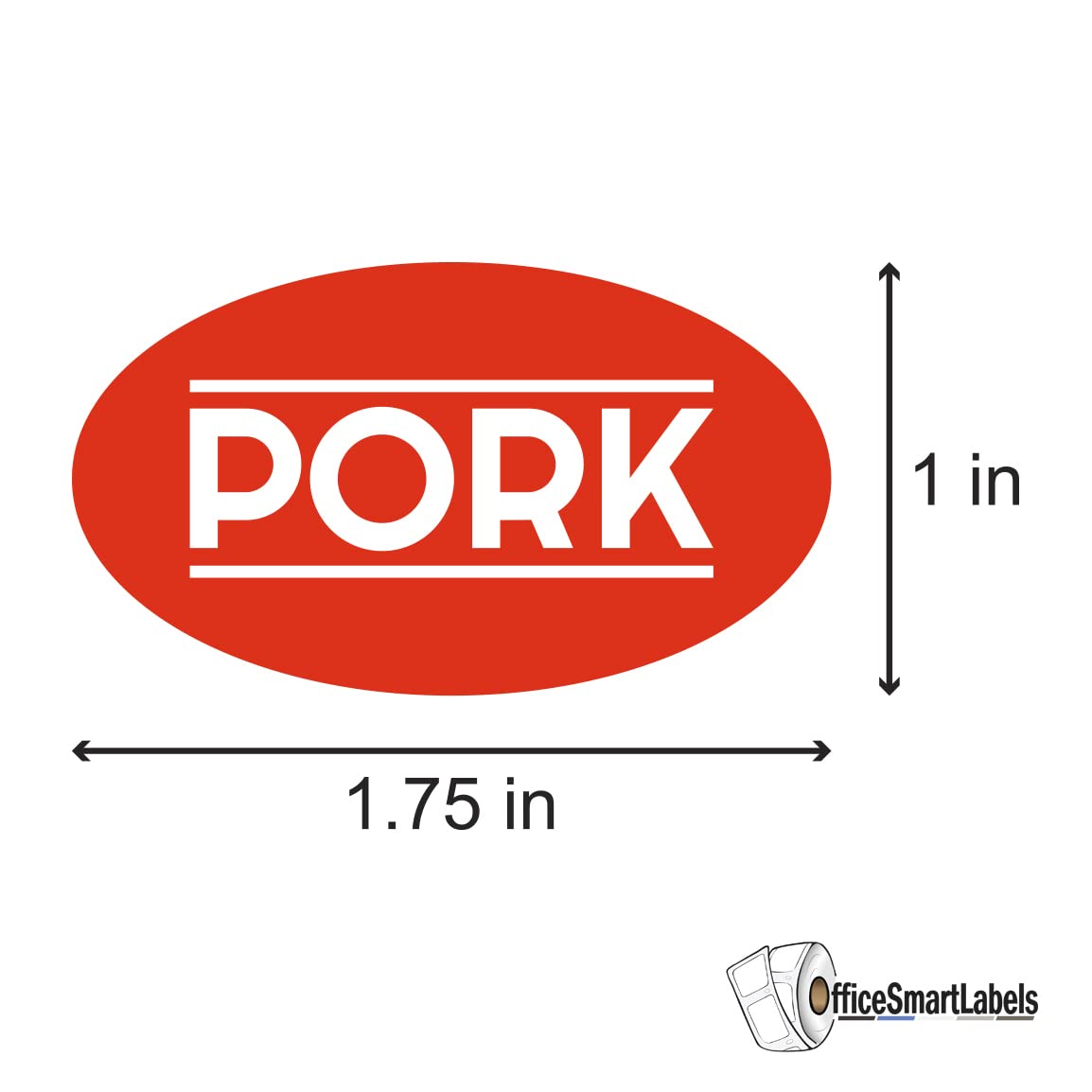 Snapklik.com : Pork Stickers - 1.75 X 1 Inch Pork Meat Labels In Bright ...
