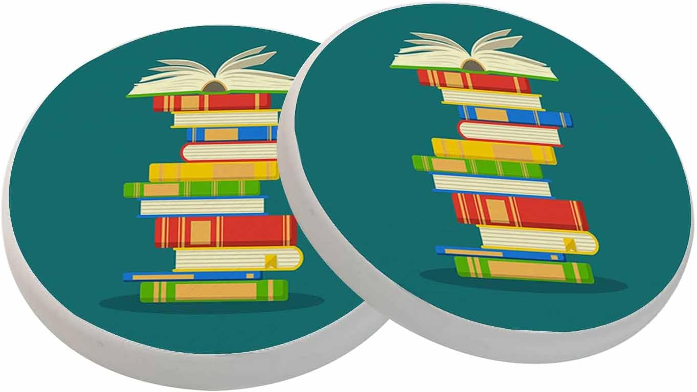 Amazon.com: oFloral Colorful Books Coasters for Drinks Study Reading ...