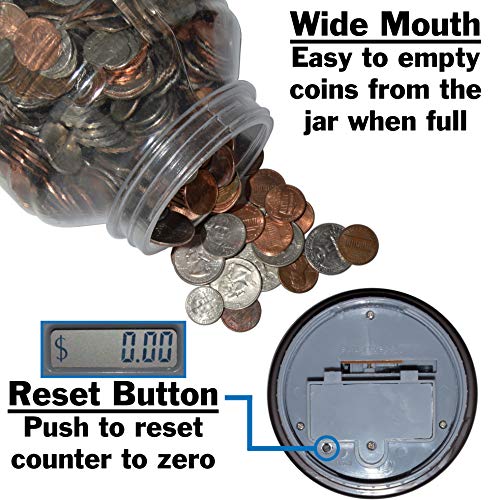 Digital Coin Counting Money Jar Bank - Accepts All US Coins - Want It All
