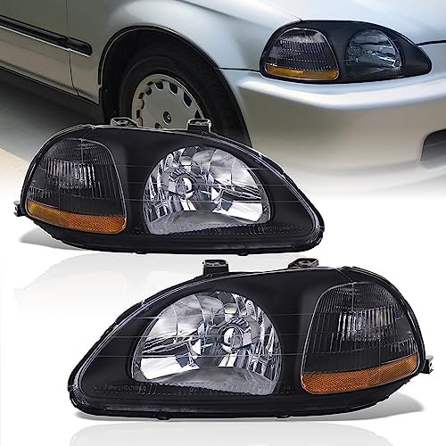 Amazon.com: ADCARLIGHTS for 1996 1997 1998 EK Honda Civic Headlight ...