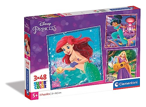 Clementoni 25304 Disney Princesses Supercolor Princess-3×48 Pieces (3 ...