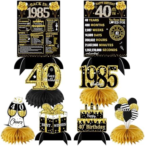 Amazon.com: Turypaty 4 Pieces 40th Birthday Decorations Wooden Vintage ...