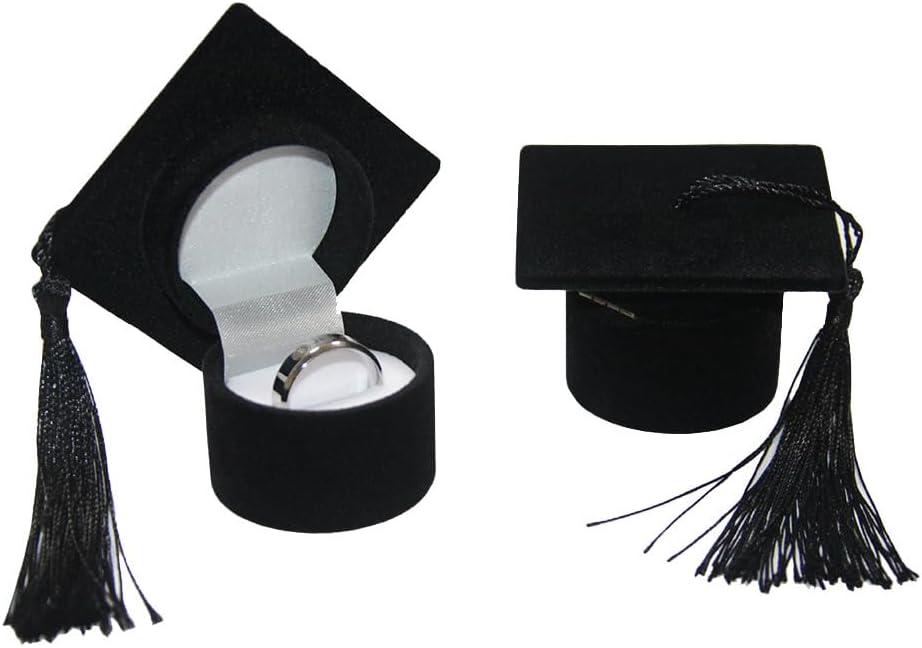 Amazon.com: LEEMASING Graduation Cap Ring Box Doctoral Cap Shaped Ring ...