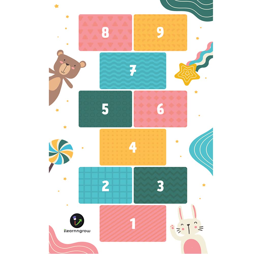 Ilearnngrow Indoor Outdoor Hopscotch Game Mat 6ftX4ft Stapu Play Mat ...