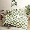 Amazon.com: CLOTHKNOW Green White Plaid Twin/Twin XL Comforter Set 3Pcs ...