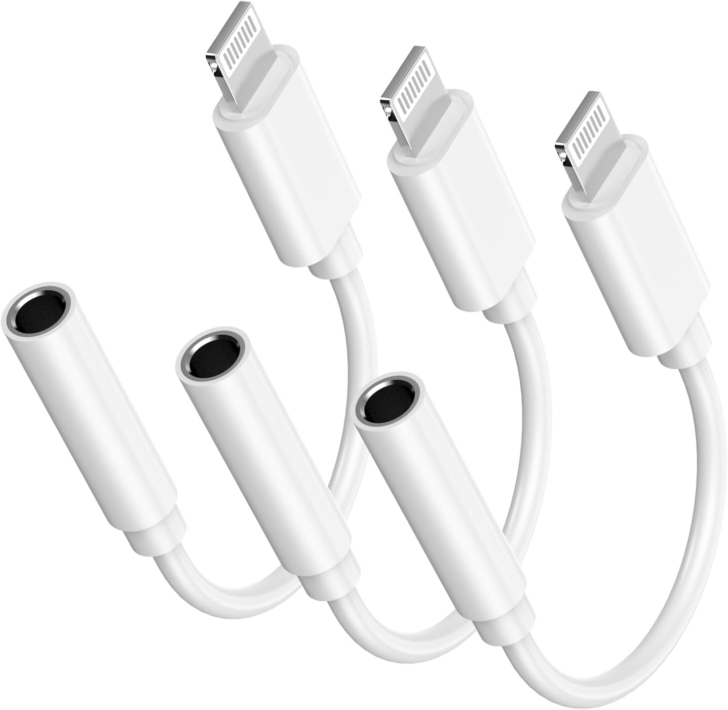 Lot de 3 adaptateurs Lightning vers prise jack 3,5 mm, certifié Apple ...