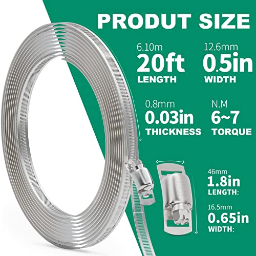 Snapklik.com : 20FT Stainless Steel Hose Clamp Assortment Kit,DIY Metal ...