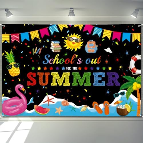 Amazon.com: Schools Out for Summer Decorations Banner, 71" X 43" End Of ...
