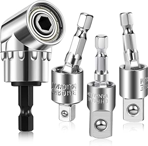 4PCS Impact Grade Socket Adapter Set, 360°Rotatable 1/4" Hex Shank ...
