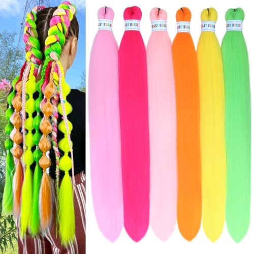 Amazon.com : Pre Stretched Braiding Hair 26inch Colored Hair Extensions ...