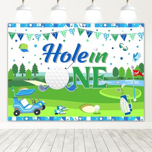 Amazon.com : Mocsicka Hole in One Birthday Backdrop Golf Themed First ...