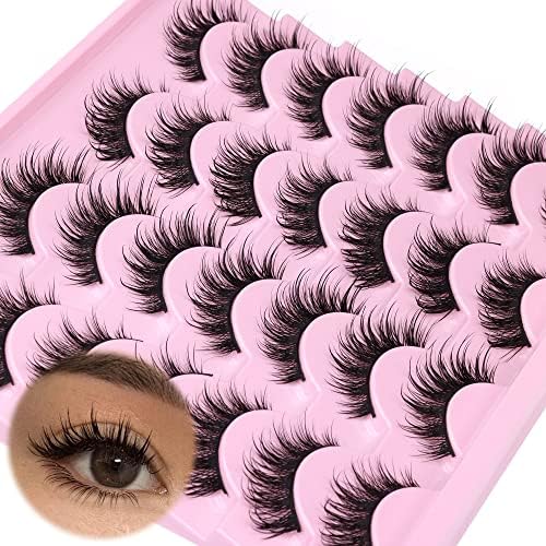 Amazon.com: Natural False Lashes Wet Look Cat Eye Lashes Wispy Asian ...