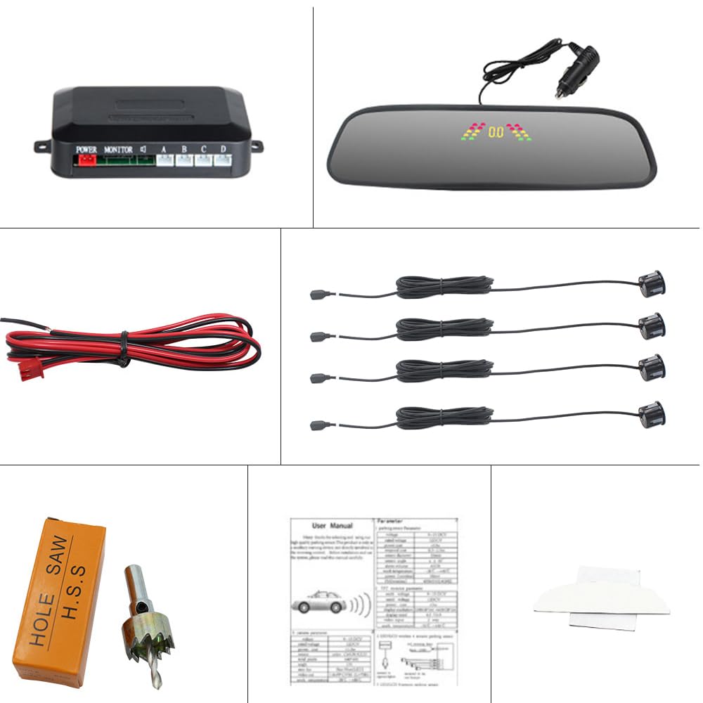Wireless Car Reverse Radar Sensor Kit RiloerDC 12V Wireless Car Reverse ...