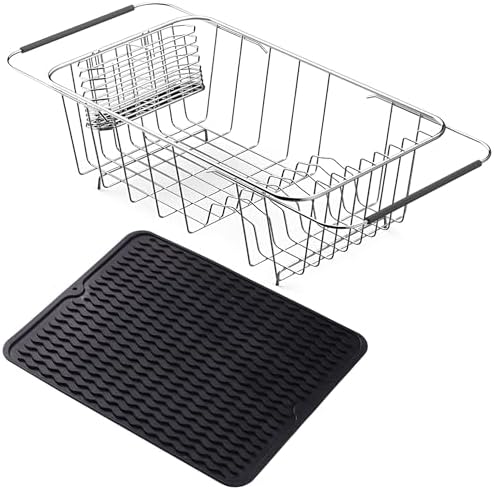 NiuYichee Expandable Dish Drying Rack, Drainage Rack Over Sink ...