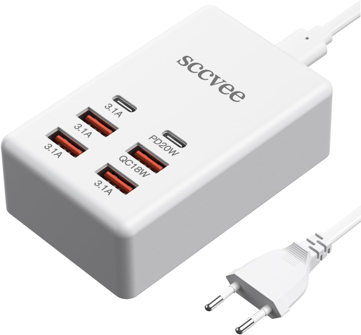 Caricatore USB C, 55 W 6 porte USB-C Supporto di Caricatore Multiporta ...