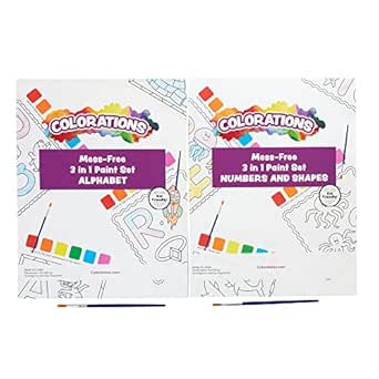 Amazon.com: Colorations Mess-Free 3-in-11 Paint Set - Alphabet, Number & Shapes - with BONUS ...
