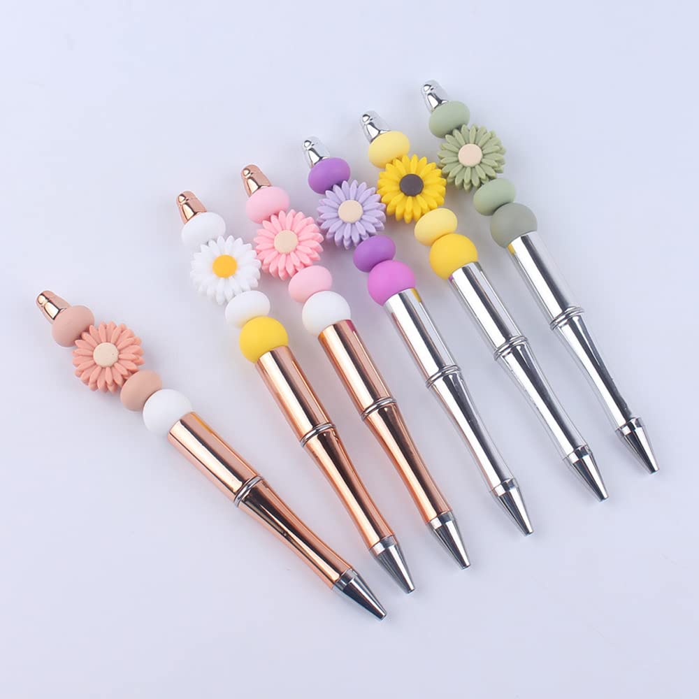 Amazon.com : 6Pcs Plastic Beadable Pens Assorted Bead Pens Silicone ...