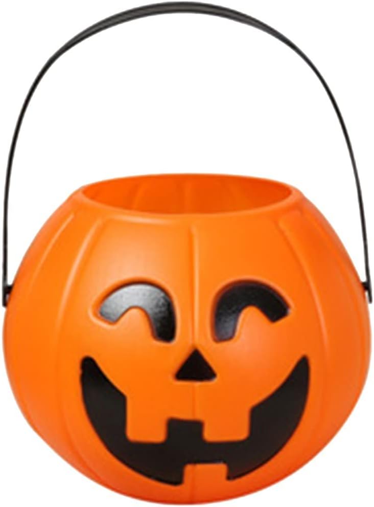 Halloween Pumpkin Bucket Plastic Trick or Treat Bag Kids Adults ...