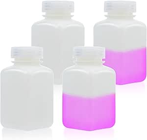 Labvida Square Reagent Bottle HDPE Wide Mouth Plastic Bottle, 4 pcs of ...