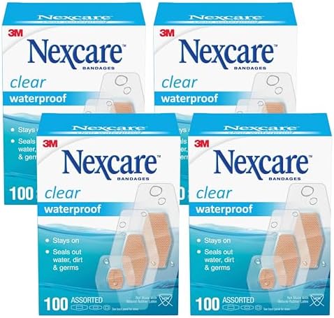 Amazon.com: Nexcare Clear Waterproof Bandages: Assorted Sizes / 100 ...