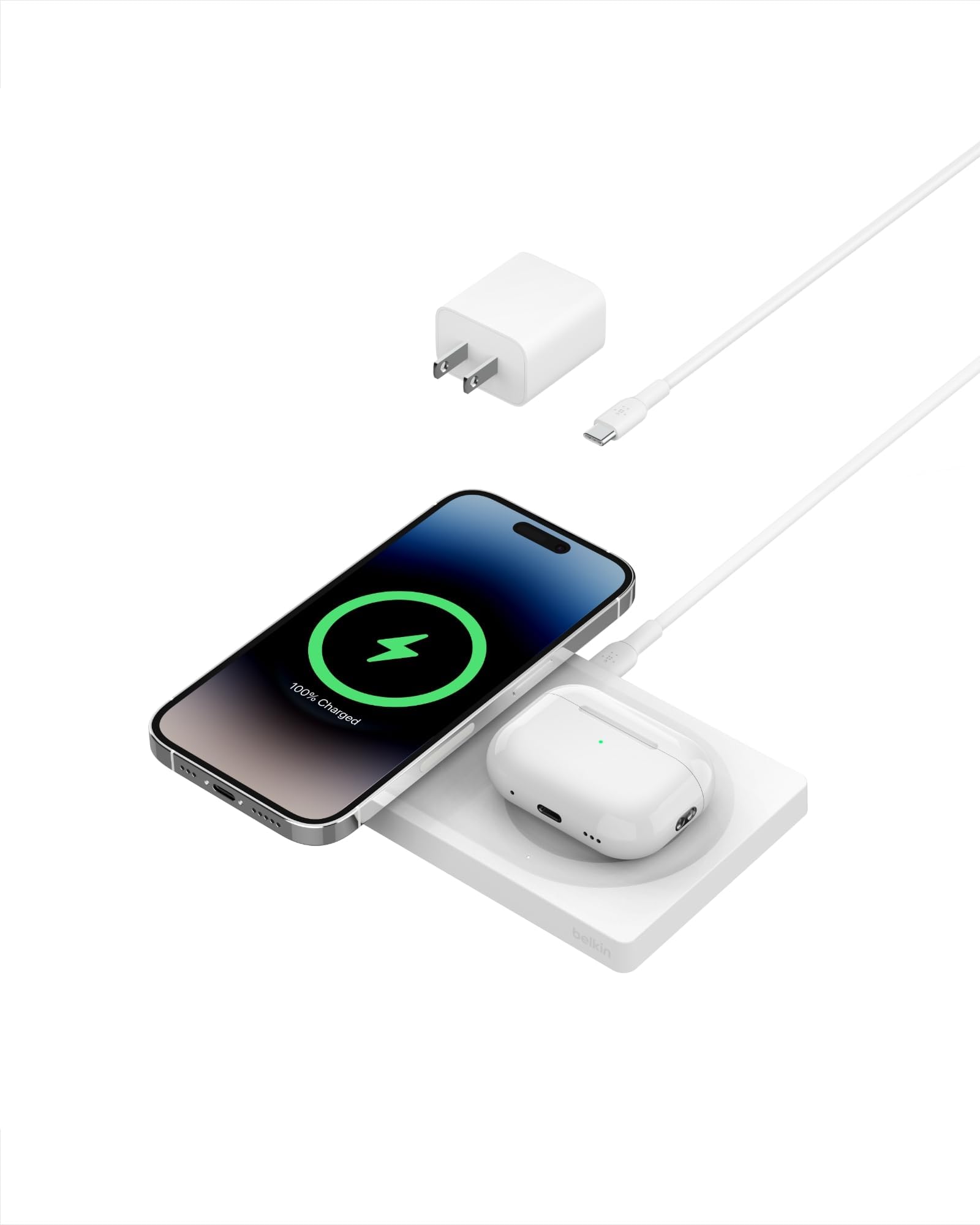 Amazon.com: Belkin 2-in-1 Wireless Charging Pad with MagSafe 15W, Fast ...