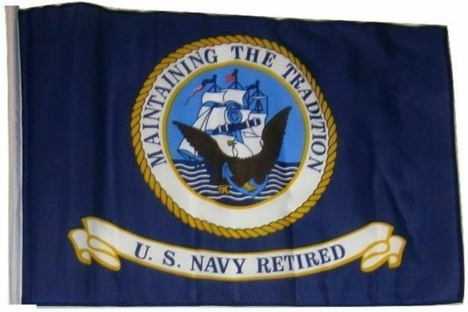 Amazon.com : 12x18 12"x18" U.S. Navy Retired Sleeve Flag Boat Car ...