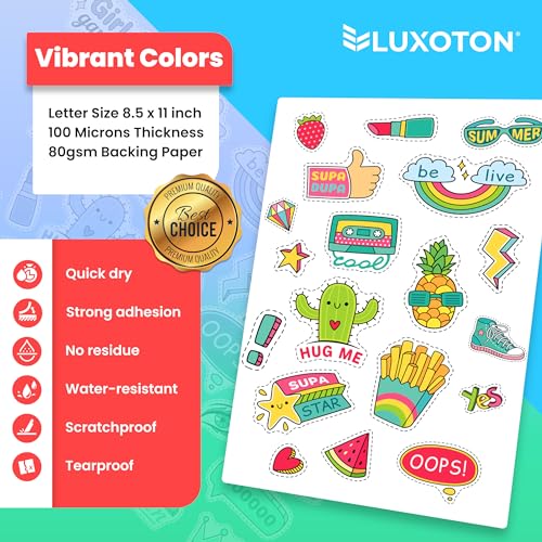 Buy Printable Vinyl Sticker Paper for Inkjet Printer - 20 Sheets Matte ...