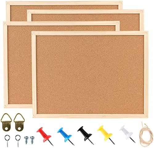 KOHAND 4 Pack 30 x 40cm Cork Boards, Square Bulletin Board Pins, Large ...