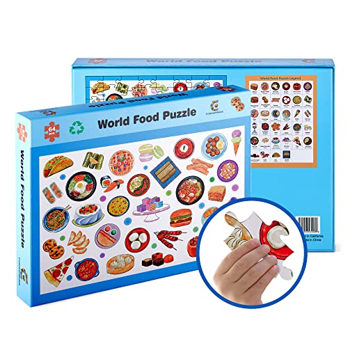 Buy World Food Puzzles for Kids Ages 4-8 | 64 Piece Jigsaw Puzzle Box ...