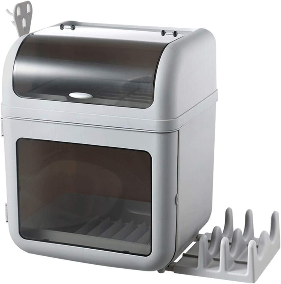 Amazon.com: PLAFUETO Covered Kitchen Dish Drying Rack Plastic Dustproof ...