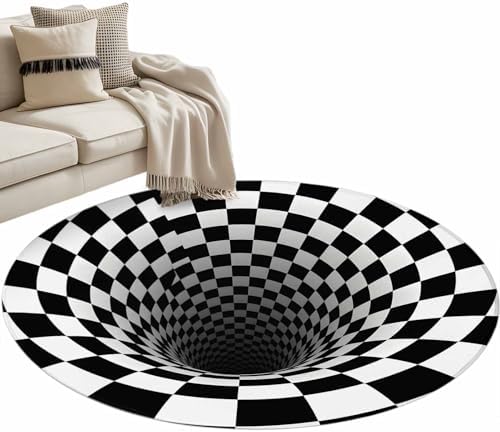 Amazon.com: 3D Optical Illusion Round Rug 3ft Washable Circle Entryway ...