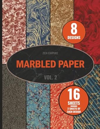 Marbled Paper 8.5 x 11: 16 Sheets of Vintage Marble Paper End Papers ...