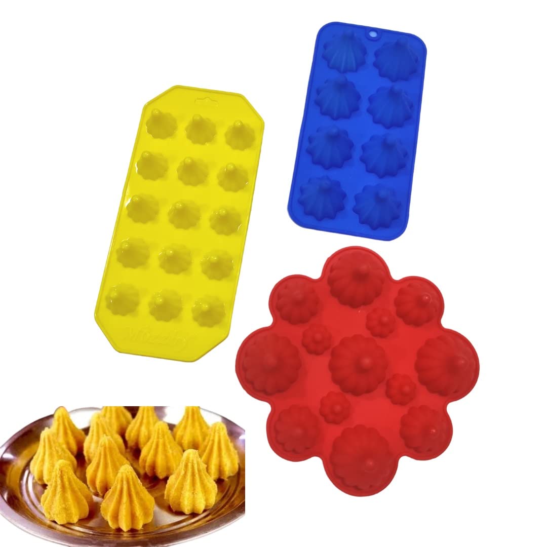 MoldBerry Modak Mould 13,15 & 8 Cavity Small & Big Modak Shape Silicone ...