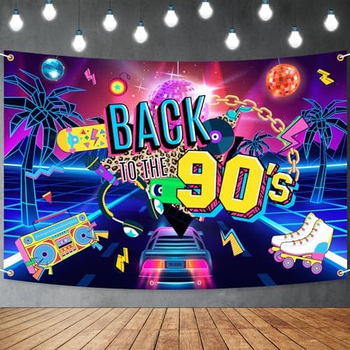 Amazon.com : Back to The 90's Backdrop Banner Colorful 90s Retro Hip ...