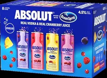 Amazon.com: Absolut + Ocean Spray Cranberry Ready-to-Drink Vodka ...