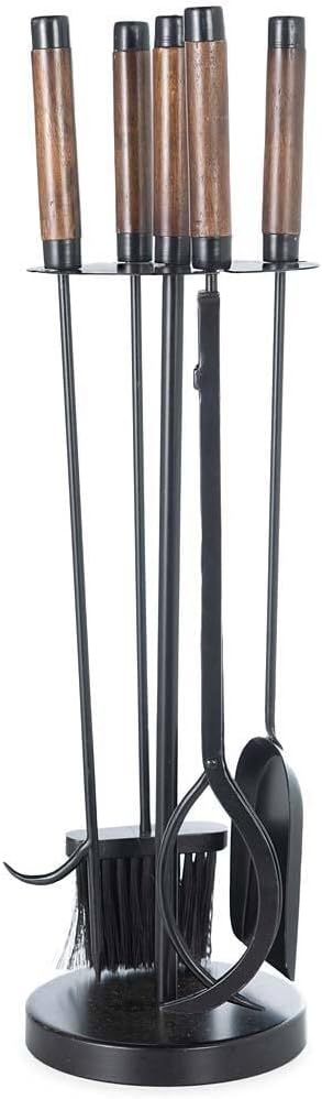 Amazon.com: Plow & Hearth Burnished Wood 4-Piece Fireplace Tool Set ...