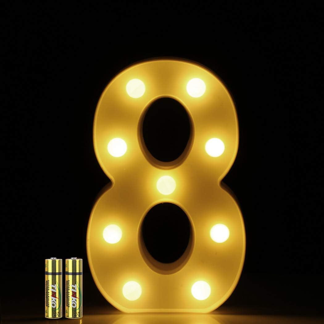HONPHIER® LED Number Lights Marquee Decoration Light Up Numbers Night ...