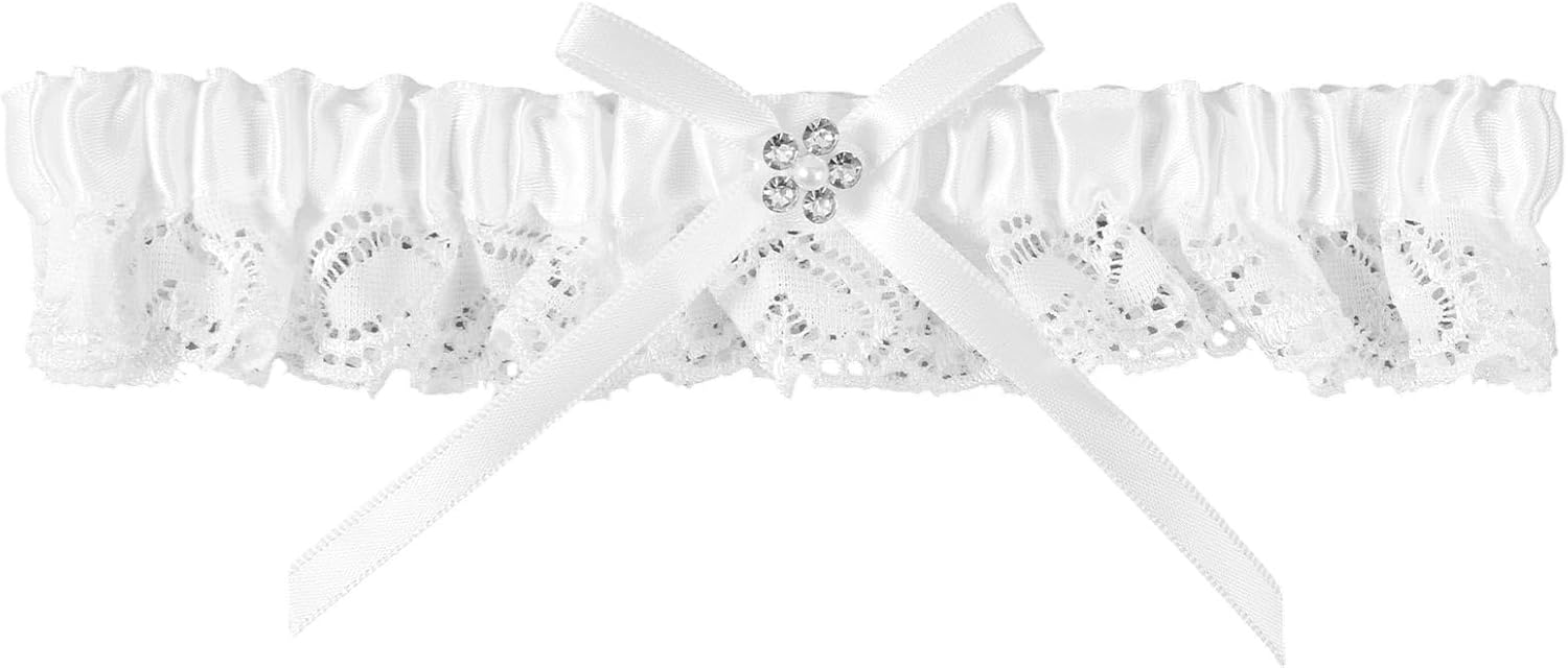 Amazon.com: Wedding Garter for Bride, White Lace Bridal Garter with Bow ...