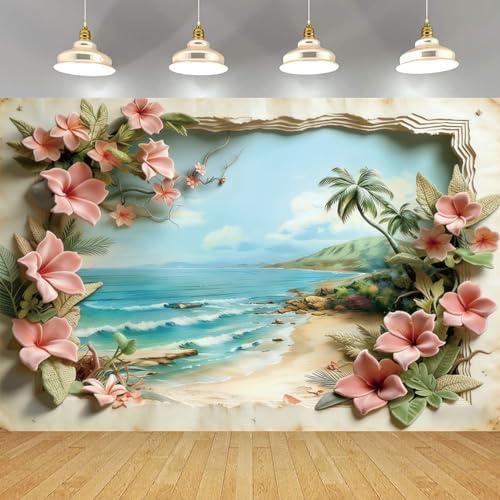 Amazon.com : Duluxykl Tropical Beach Backdrop 10x5ft Vinyl Summer Pink ...