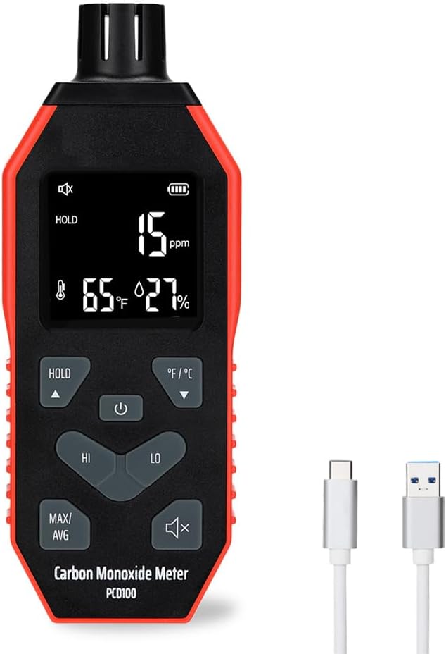 Rechargeable Carbon Monoxide Detector with LCD Screen and Temperature ...