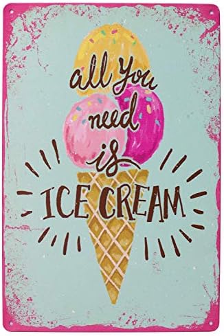 Amazon.com: Retro Ice Cream Shaped Metal Tin Sign Indoor & Outdoor Home ...