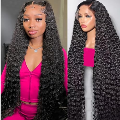 Amazon.com : Rumdiku 30 Inch Deep Wave Lace Front Wigs Human Hair Pre ...
