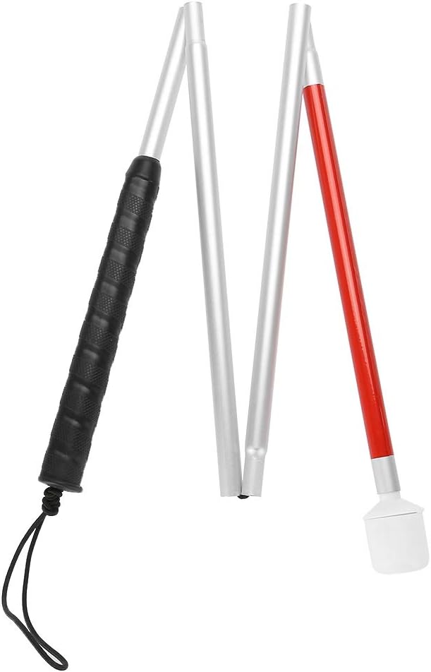 Amazon.com: Rotating Head Folding Blind Cane Walking Stick with Red ...