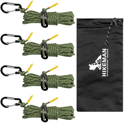 HIKEMAN Reflective Tent Guy Ropes - 4M Camping Guide Ropes,3mm Tent ...