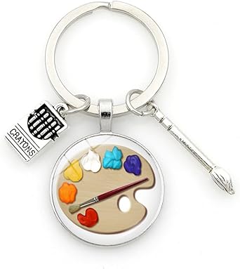 Hibetek Artist Art Pallet Keychain Paint Brush Keychains Colour ...